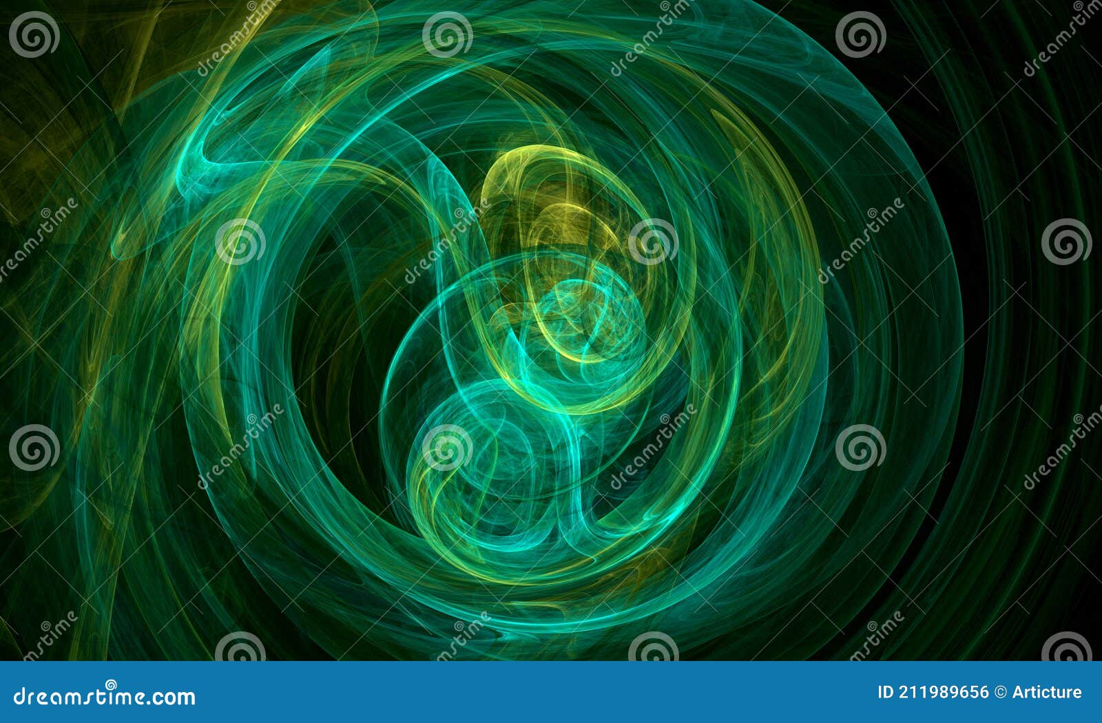 Abstract Green and Yellow Vortex on Dark Background. Stock Illustration ...