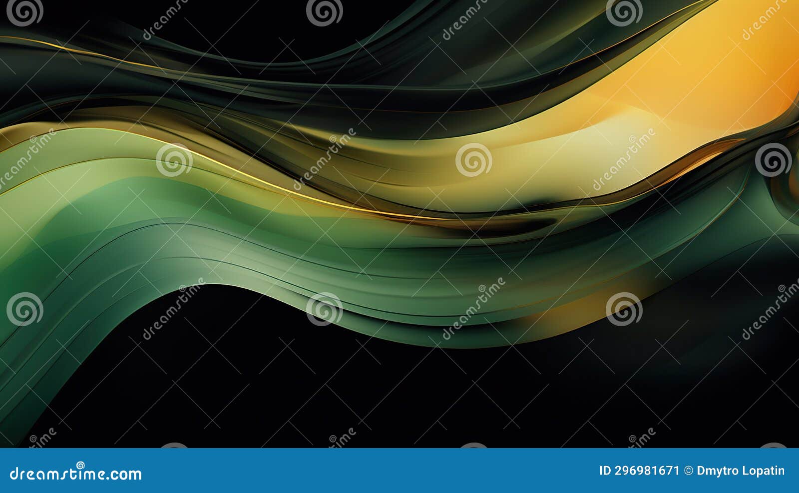 Abstract Green and Yellow Wave Background, Swirl and Wavy Soft Pattern ...