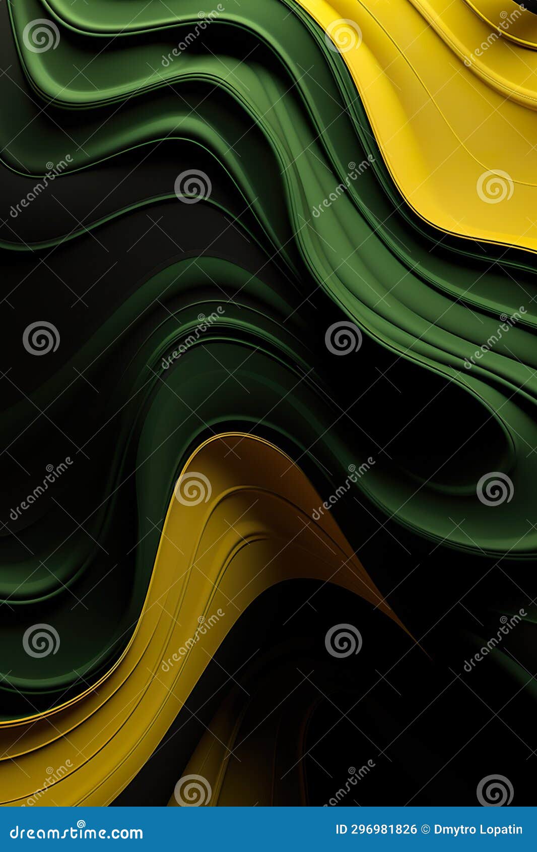 Abstract Green and Yellow Wave Background, Swirl and Wavy Soft Pattern ...