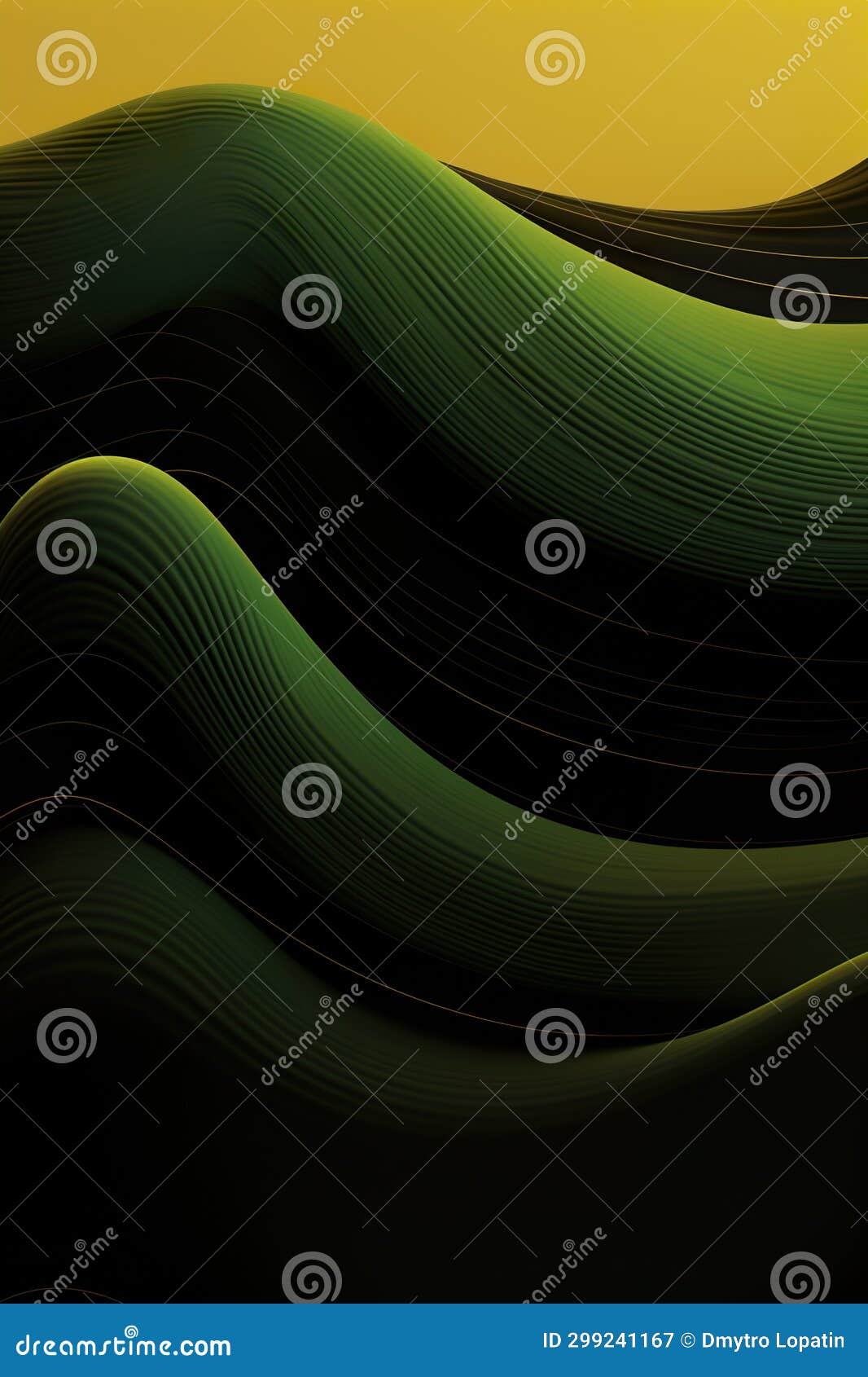 Abstract Green and Yellow Wave Background, Swirl and Wavy Soft Pattern ...