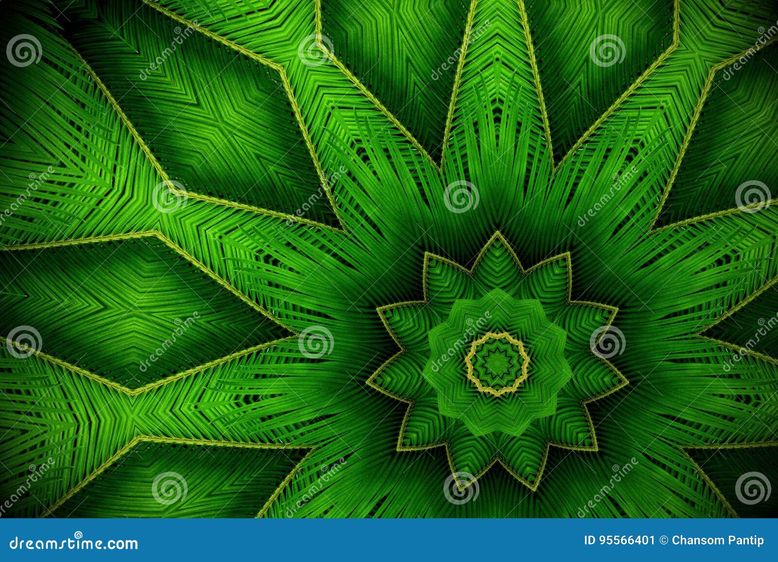 Abstract Greenery Background, Palm Leaves with Kaleidoscope Effect ...