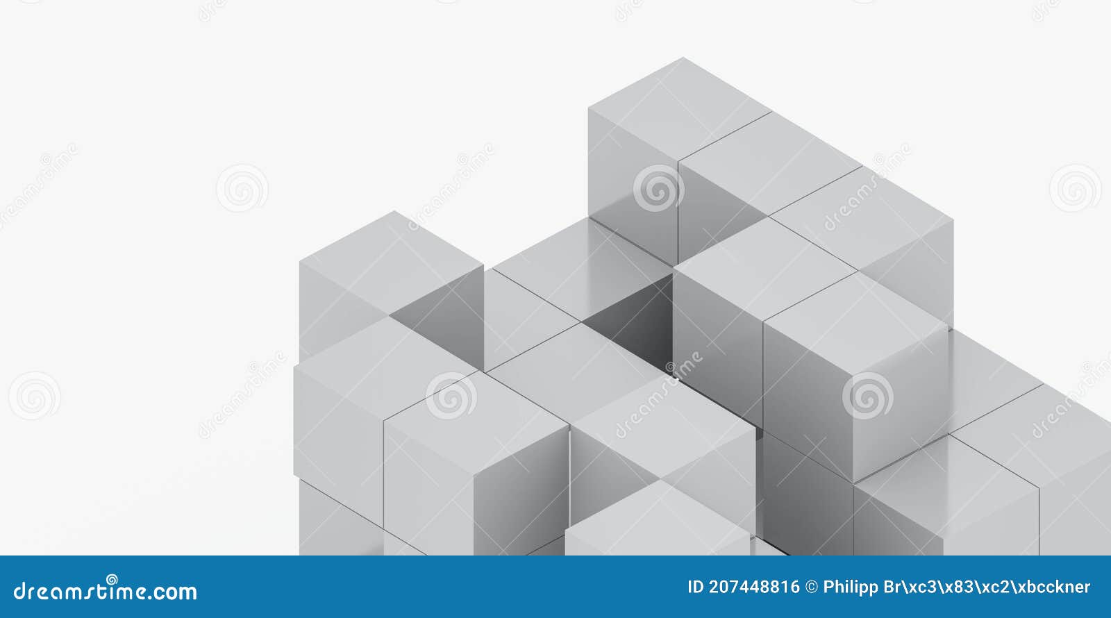 Abstract Grey Cubes Minimalistic Design 3d Render Illustration Stock ...