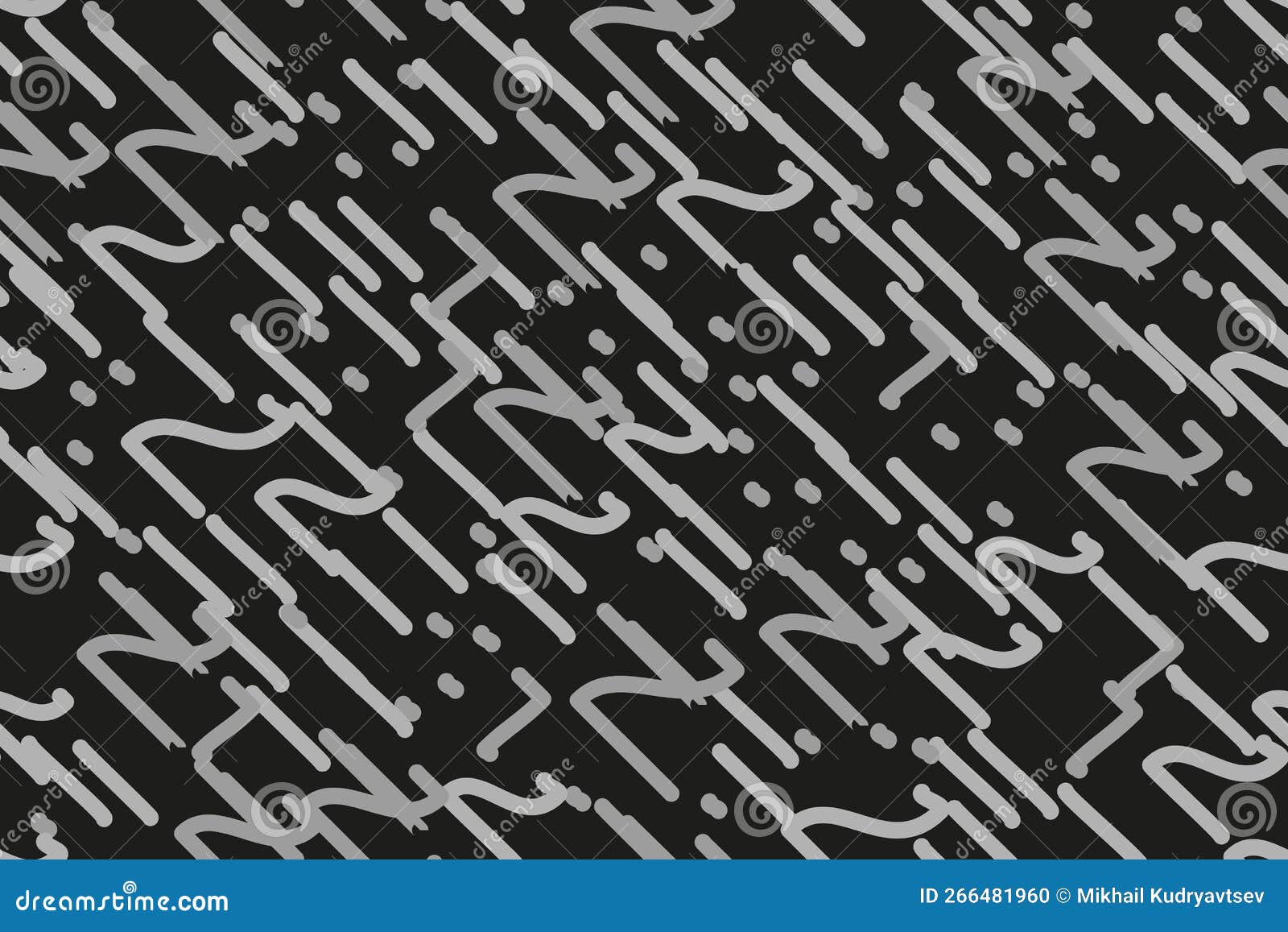 Abstract Grey Doodles Seamless Pattern on Black Stock Vector ...