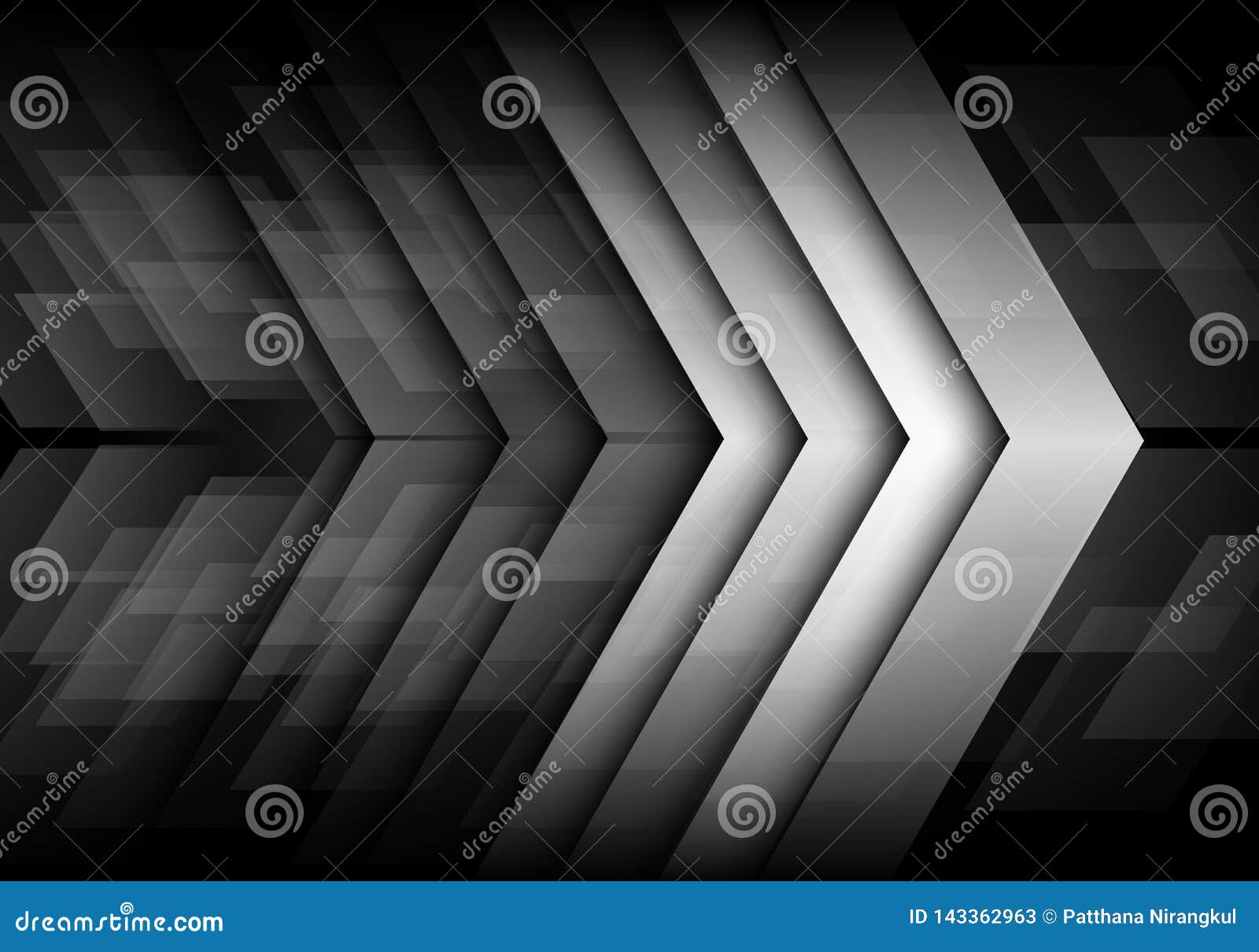 Abstract Grey Metallic Arrow Direction Overlap On Dark Speed Design Modern Futuristic Background