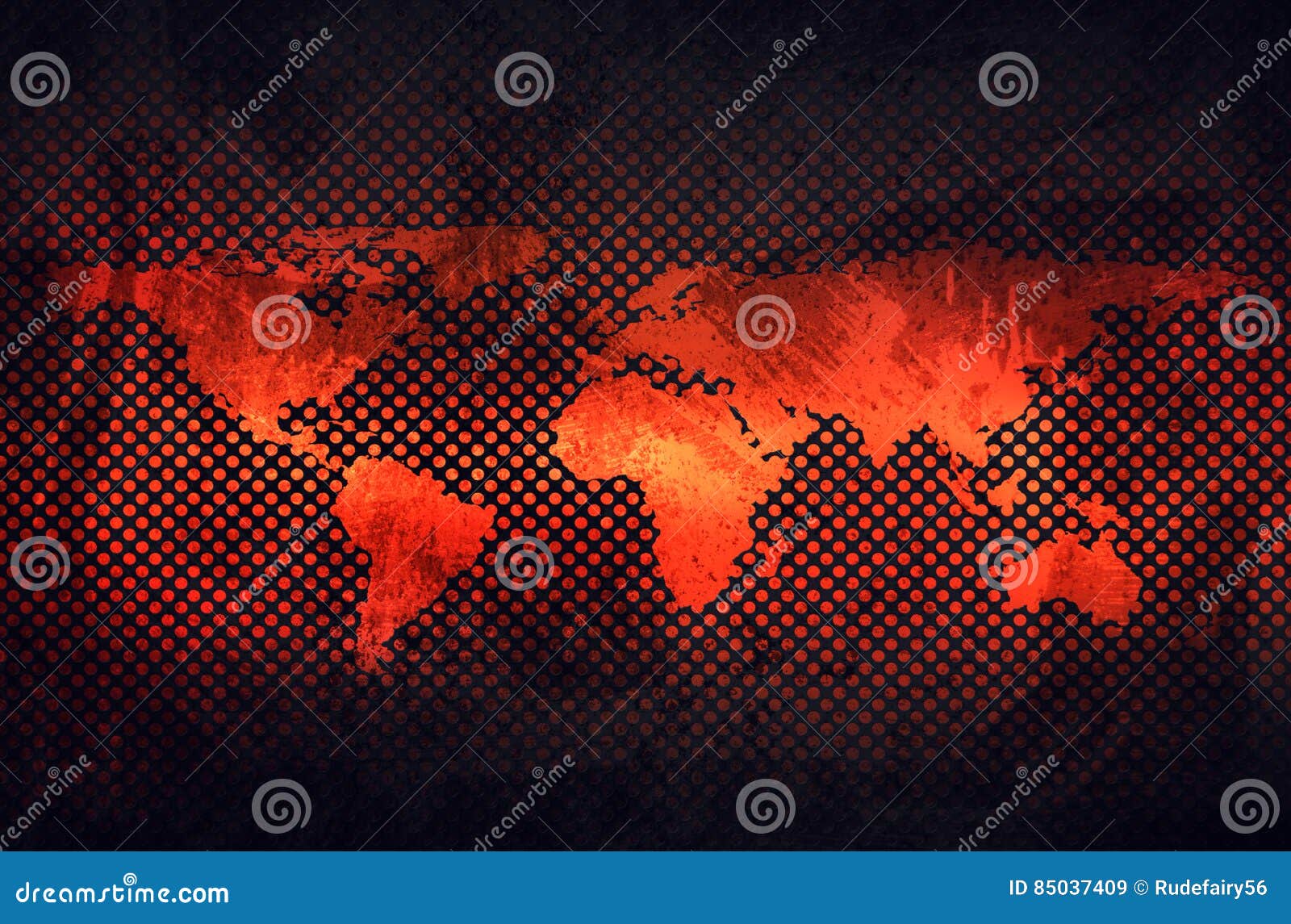 Abstract Grey Rusty Metal Plate with Embossed World Map in Perforated ...