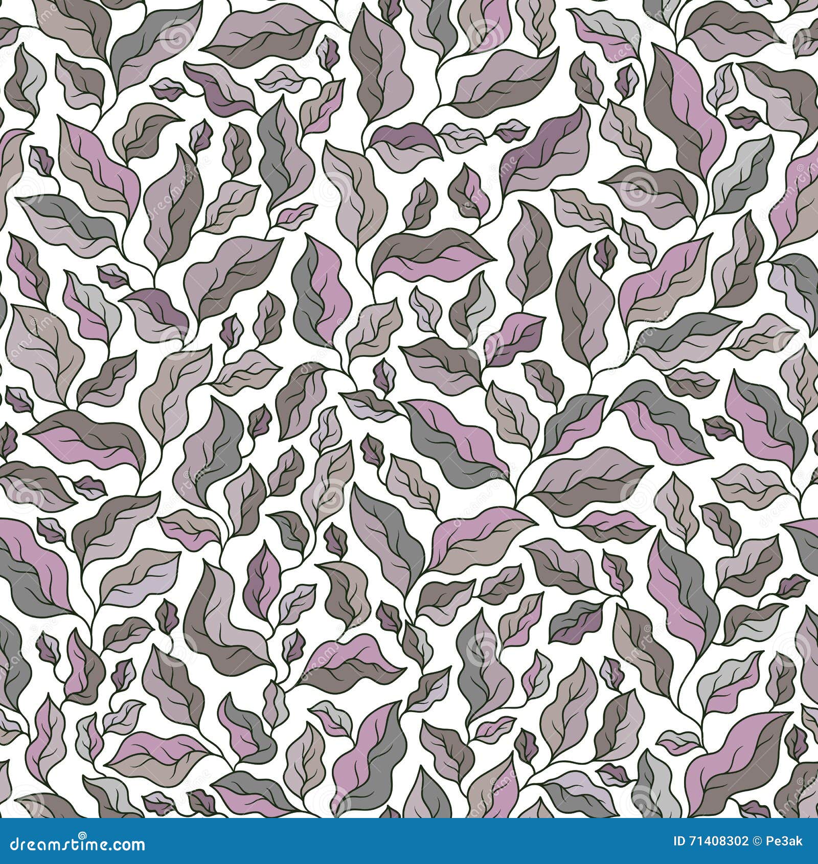 Abstract Grey Seamless Pattern with Leaves. Stock Vector - Illustration ...