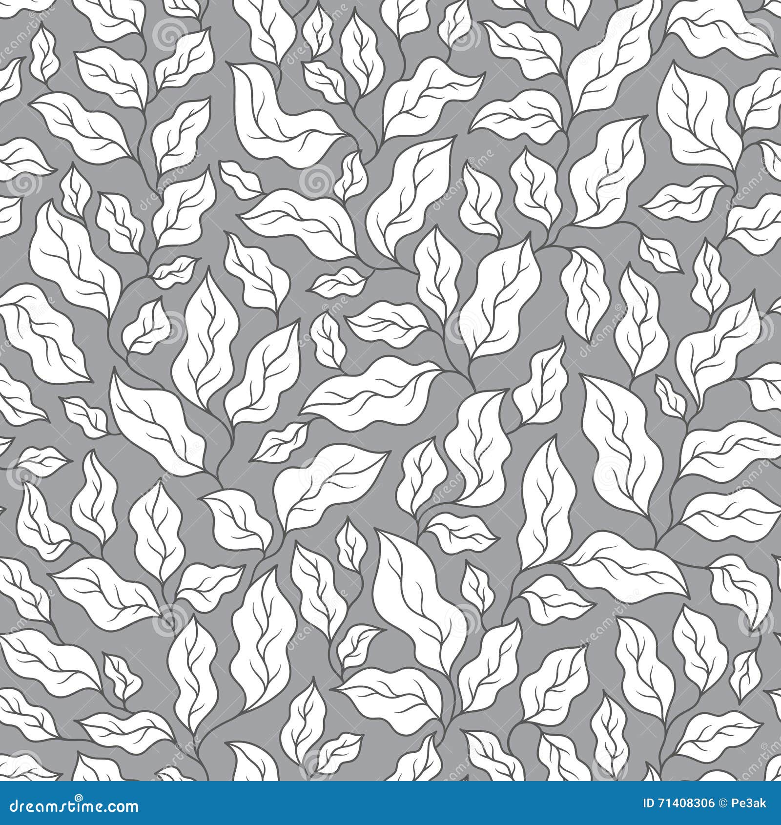 Abstract Grey Seamless Pattern with Leaves. Stock Vector - Illustration ...