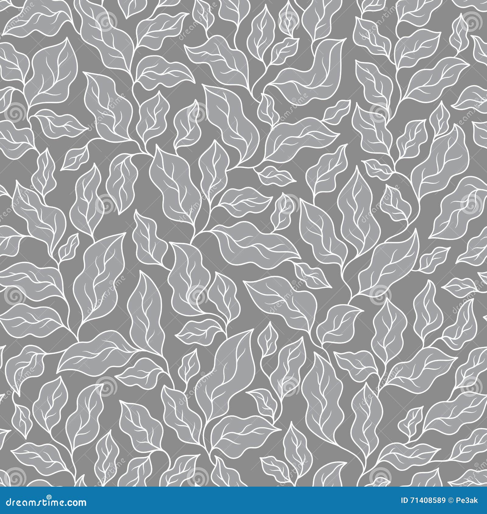 Abstract Grey Seamless Pattern with Leaves. Stock Vector - Illustration ...