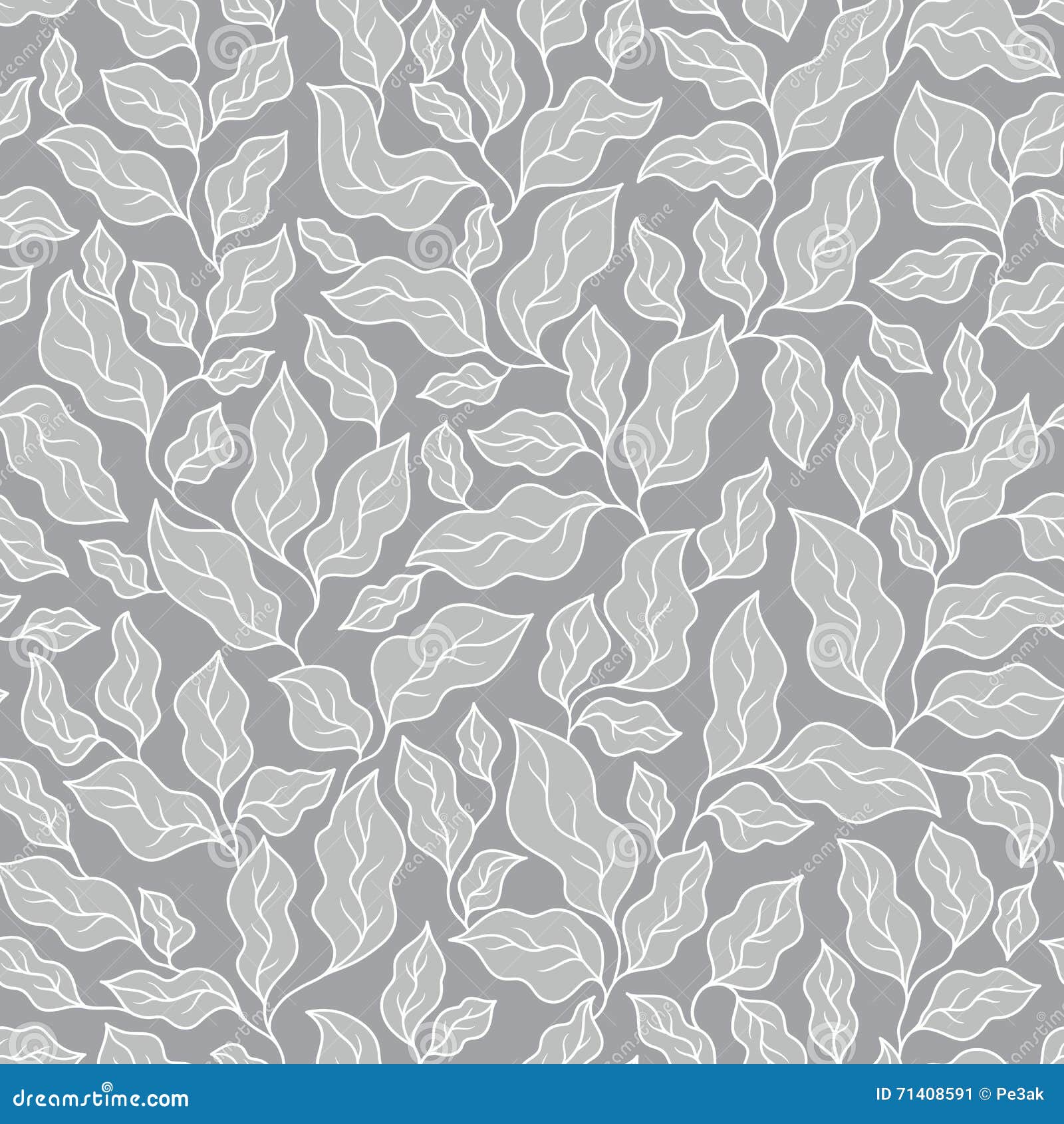 Abstract Grey Seamless Pattern with Leaves. Stock Vector - Illustration ...
