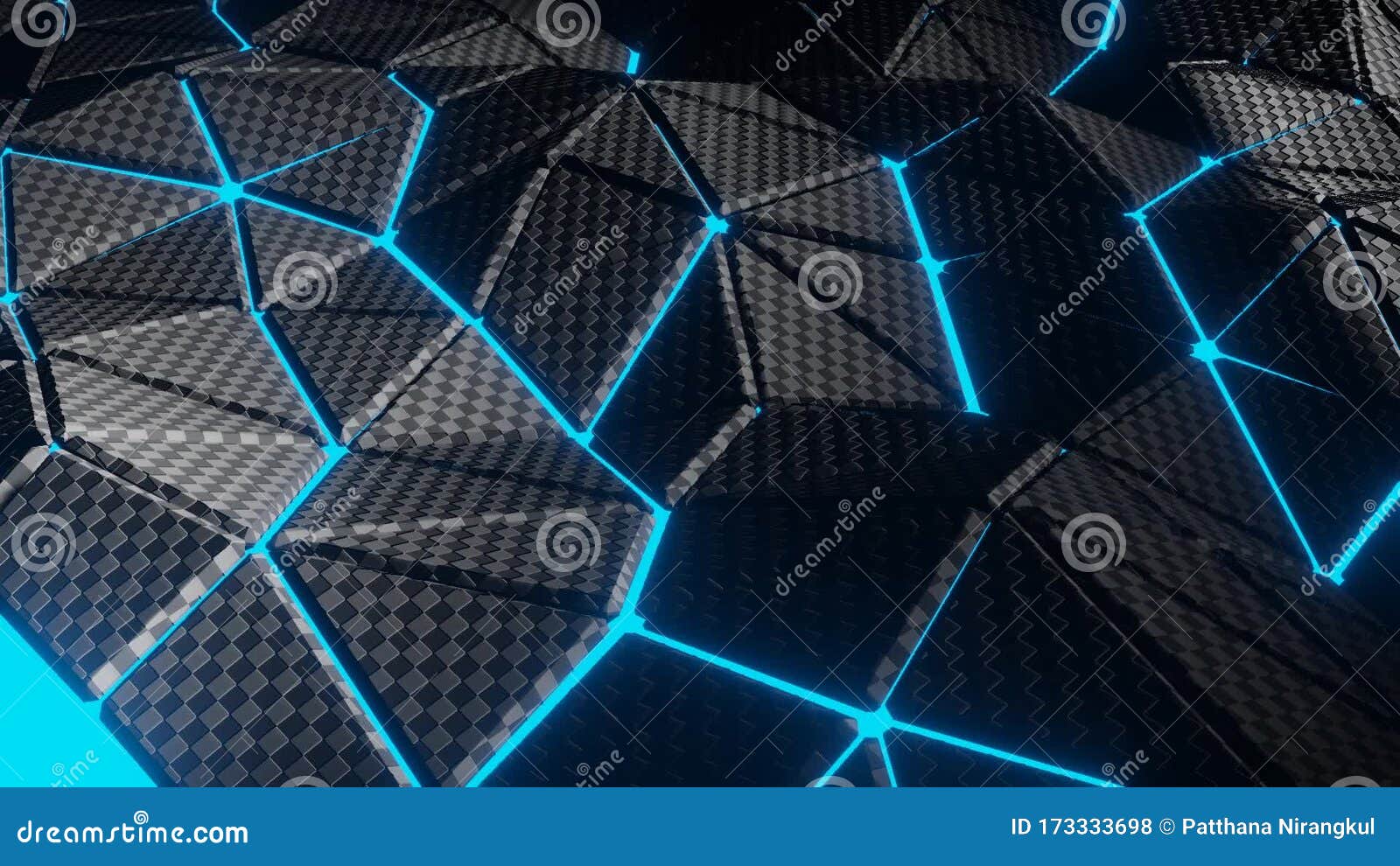 Abstract Grey Triangle Checkered Pattern 3D Wave on Blue Light Blur ...