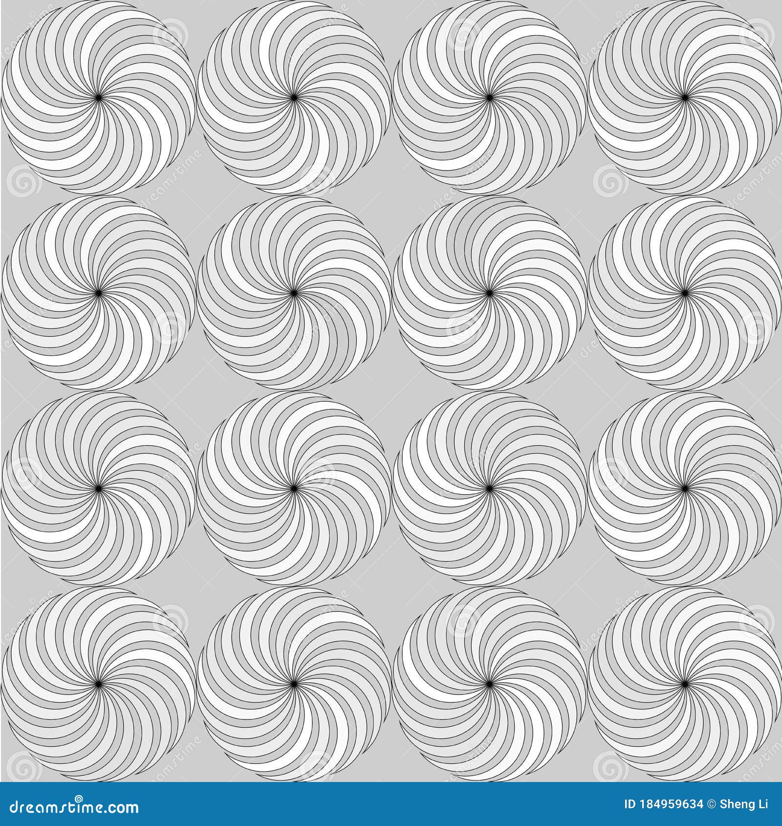 Abstract Grey and White Spiral Pattern, Seamless, Illusion Stock Vector ...
