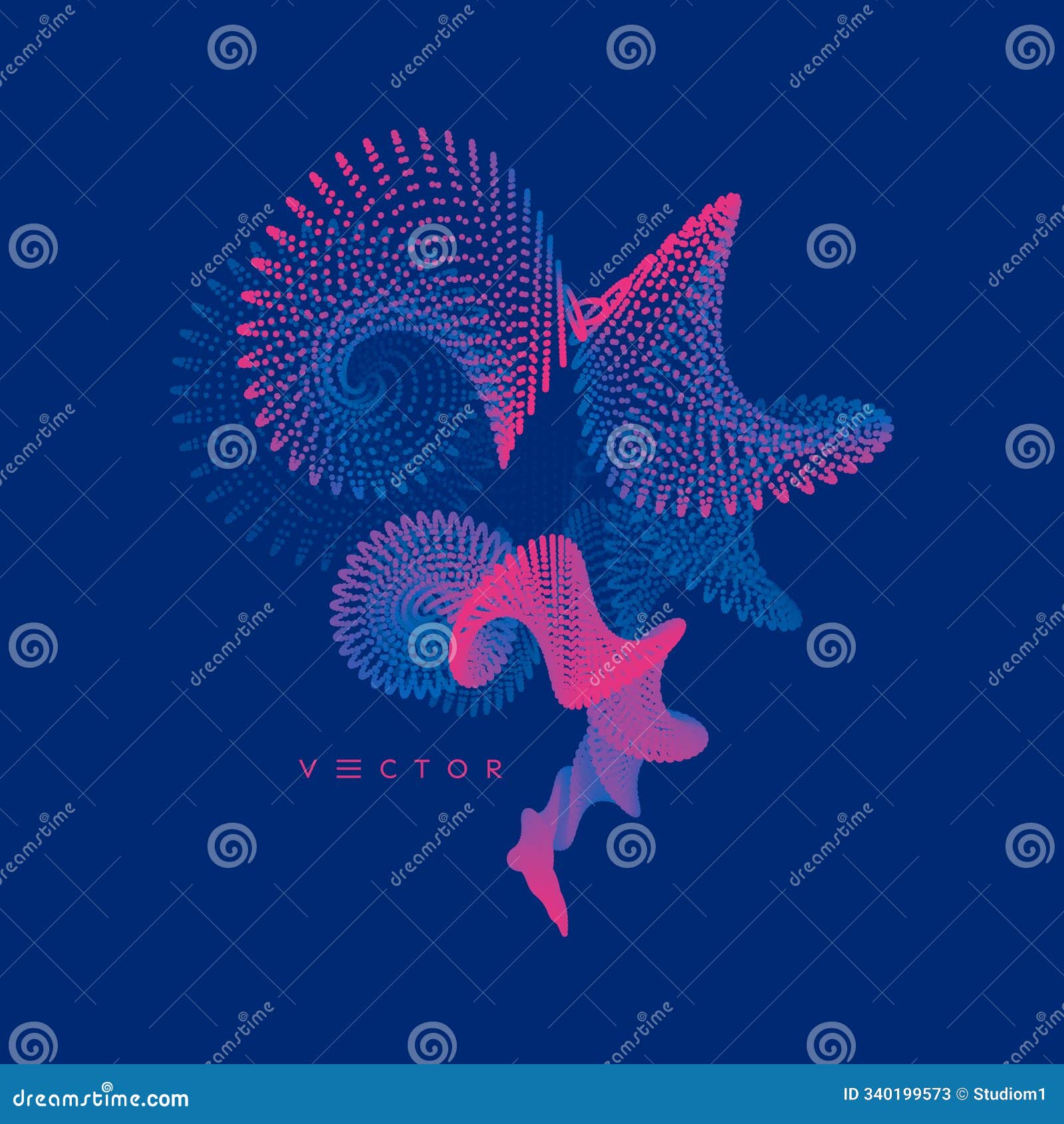 Abstract Grid Design with Dynamic Particles. 3d Vector Illustration ...