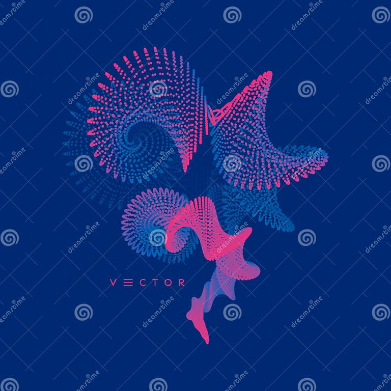 Abstract Grid Design with Dynamic Particles. 3d Vector Illustration ...