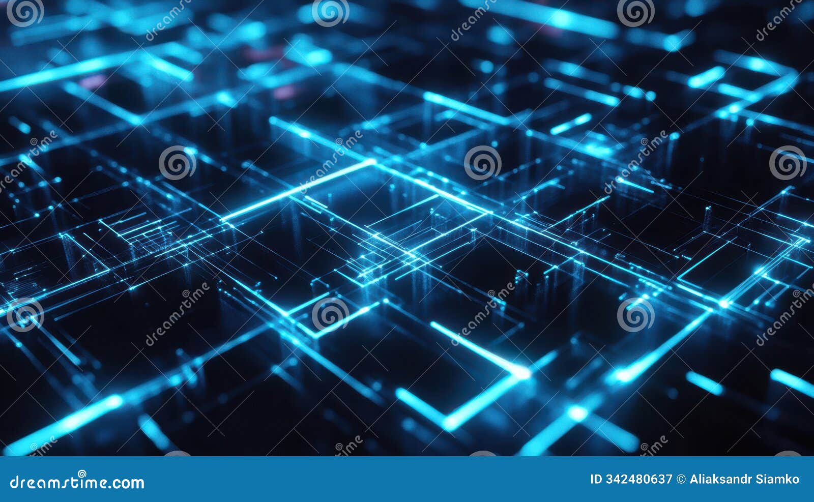 Abstract Grid Design with Soft Blue Light Effect Stock Illustration ...