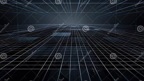 Abstract Grid: a Digital Landscape of Converging Lines Stock ...