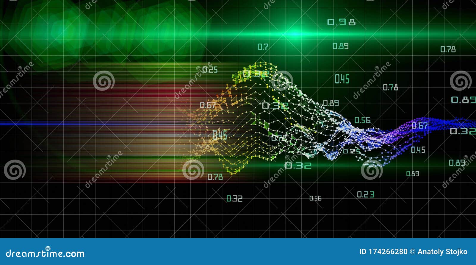 Abstract Grid Futuristic Concept of Predictive Analysis. Quantum ...