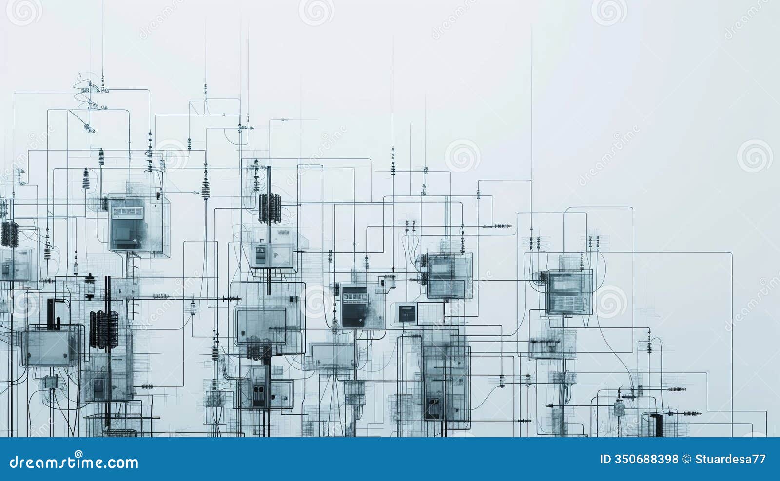 Abstract Grid of Industrial Wiring and Control Boxes Stock Photo ...