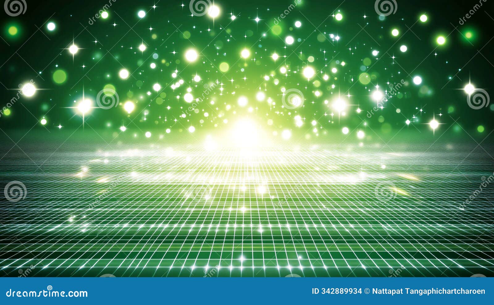 An Abstract Grid Pattern Creates a Green Wireframe Landscape, Adding ...