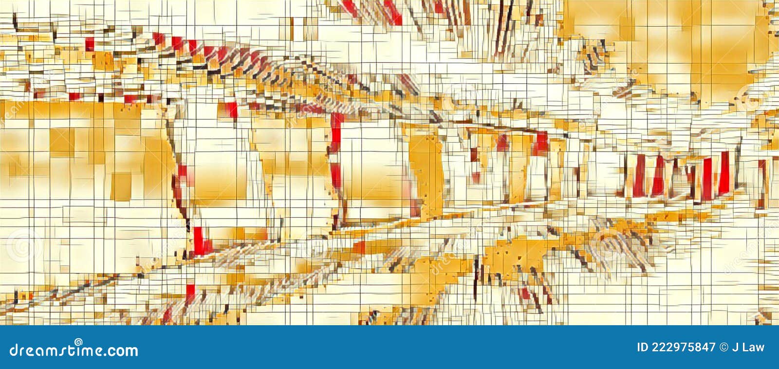 Abstract Grid Pattern in Red and Yellow Gold Colours on a White ...