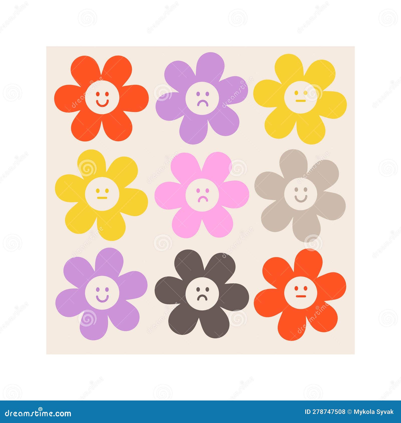 Abstract Groovy Flower Pattern Stock Vector - Illustration of modern ...