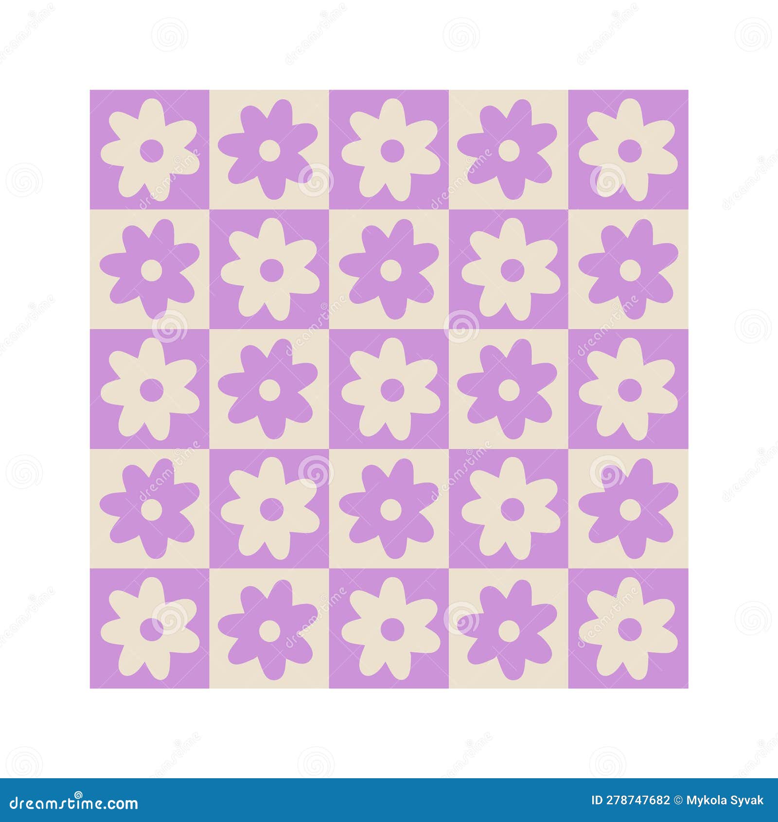 Abstract Groovy Flower Pattern Stock Vector - Illustration of floral ...