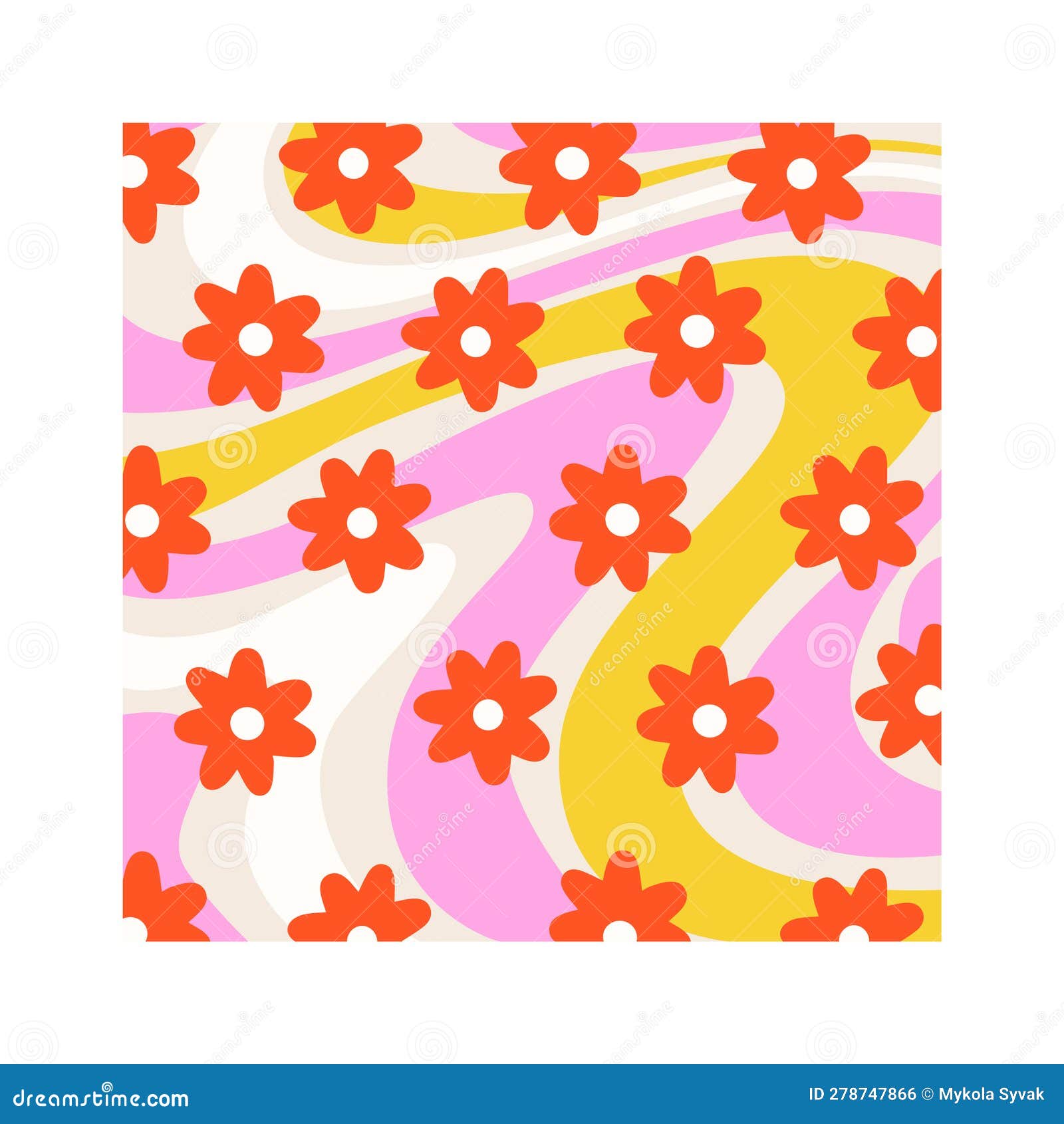 Abstract Groovy Flower Pattern Stock Vector - Illustration of hippie ...