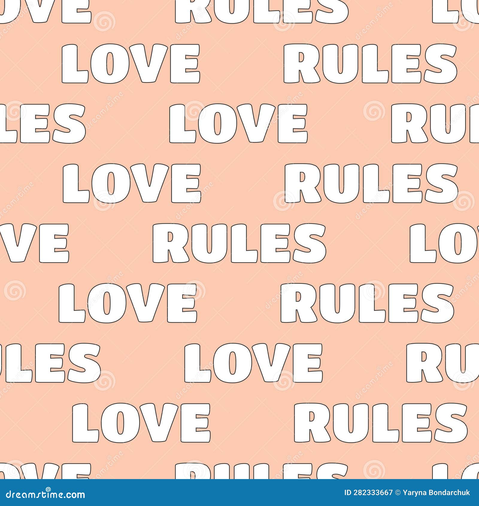 Abstract Groovy Hippie Seamless Patterns. Outline White Text Love Rules ...