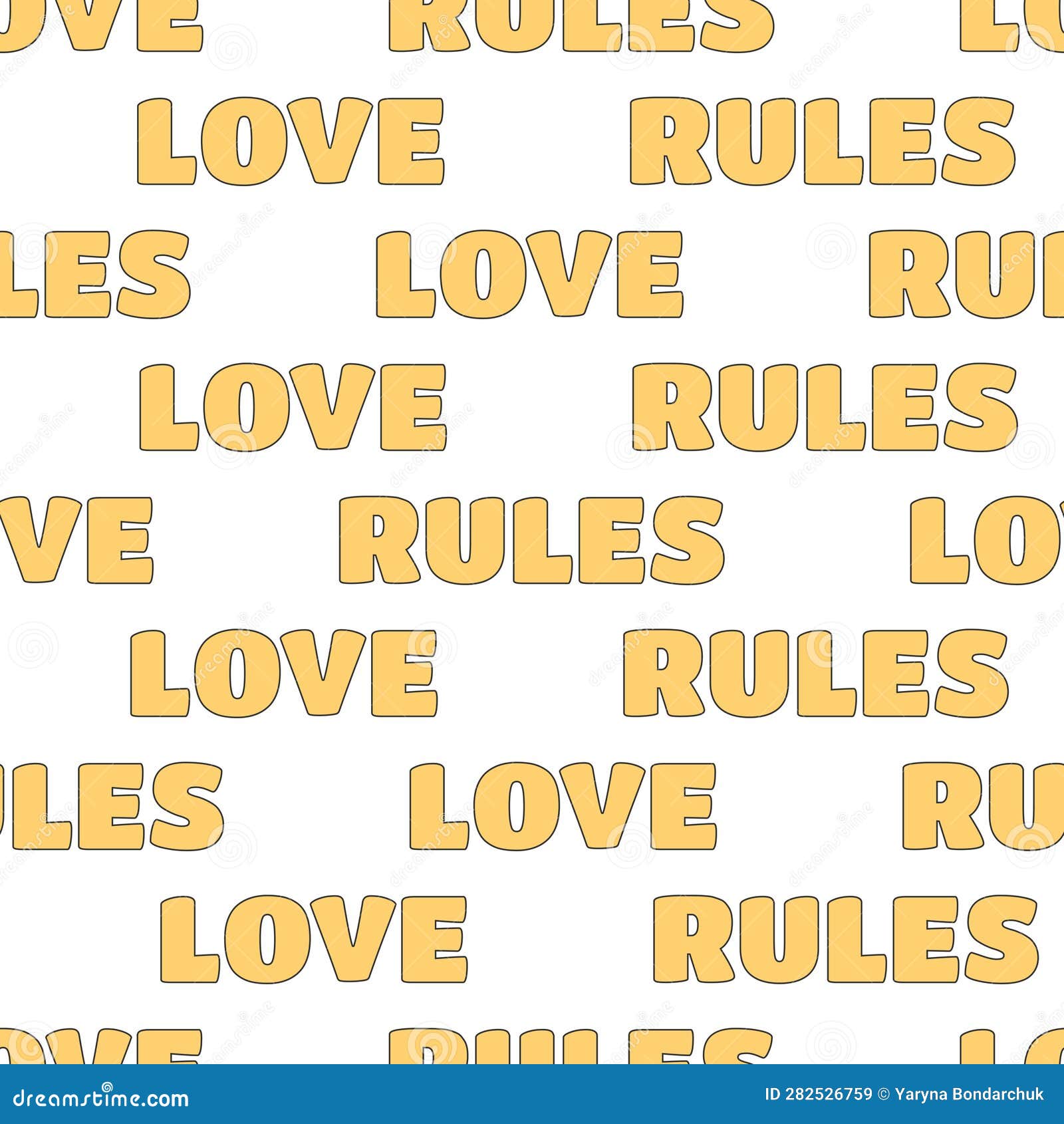 Abstract Groovy Hippie Seamless Patterns. Outline Yellow Text Love ...