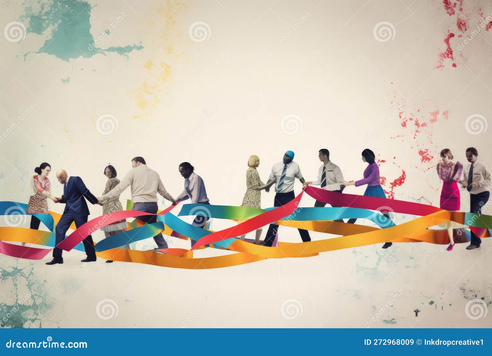 An Abstract Group of People Working Together To Untangle a Rope Problem ...