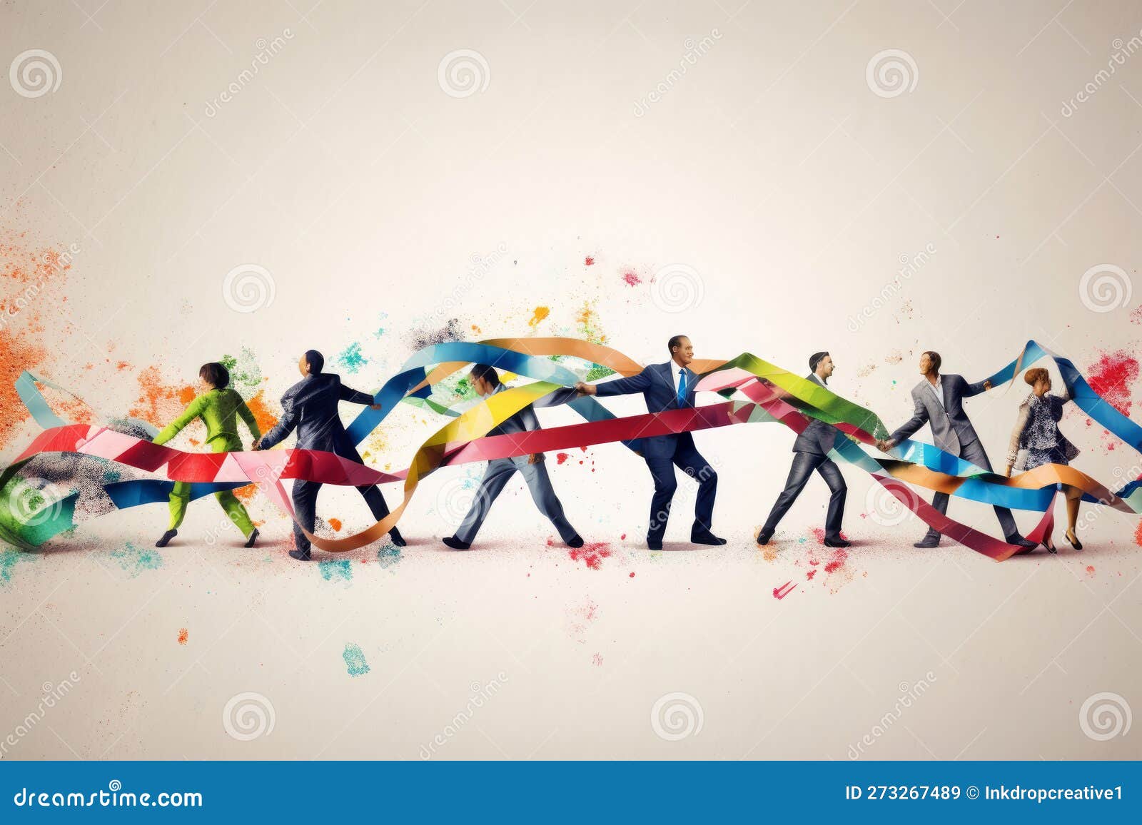 An Abstract Group of People Working Together To Untangle a Rope Problem ...