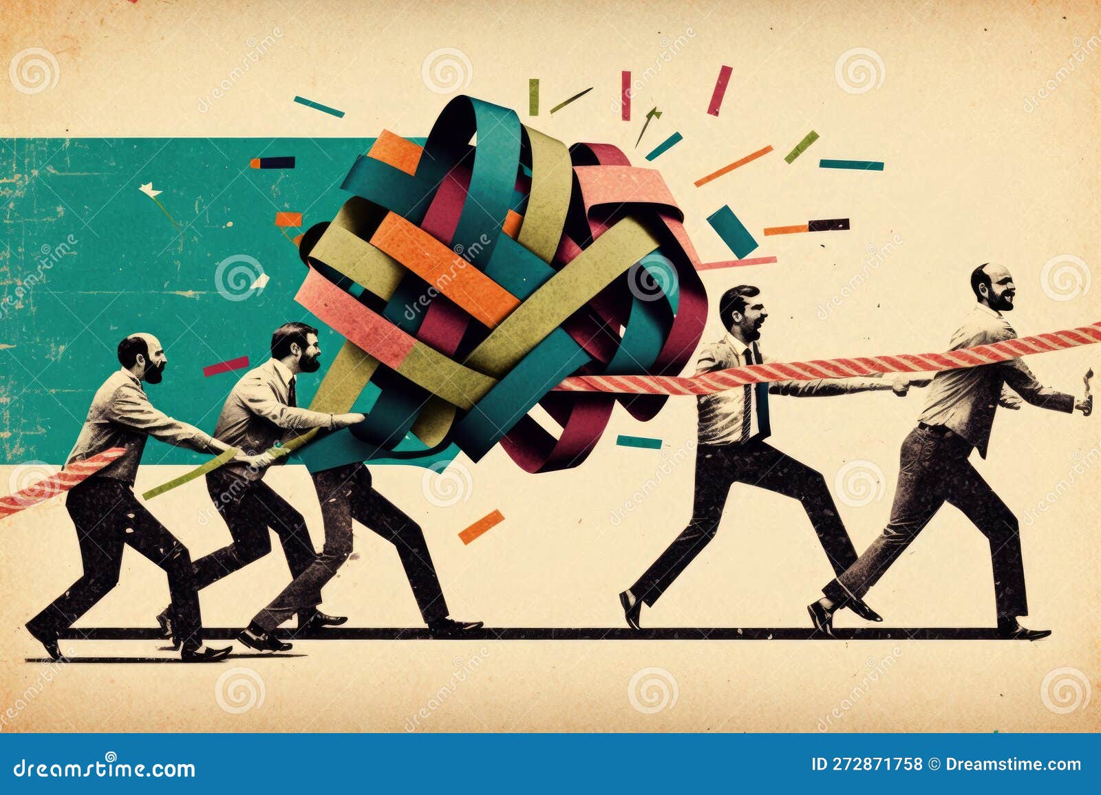 An Abstract Group of People Working Together To Untangle a Rope Problem ...