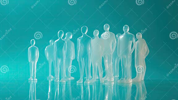 Abstract Group of Translucent Figures on Teal Background. Stock ...