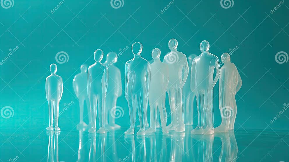 Abstract Group of Translucent Figures on Teal Background. Stock ...
