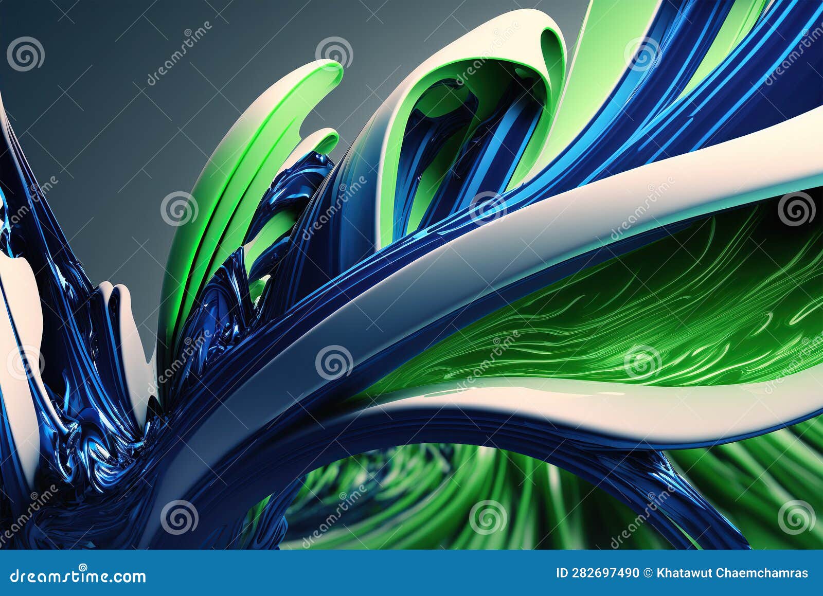 Abstract Grren and Blue 3d Background with Smooth Line Stock ...