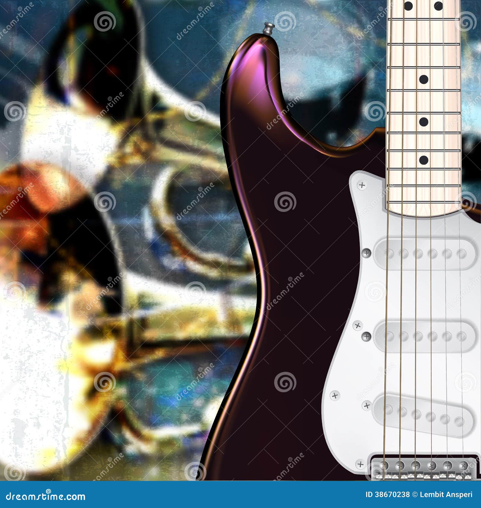 Abstract Grunge Background with Electric Guitar Stock Vector ...