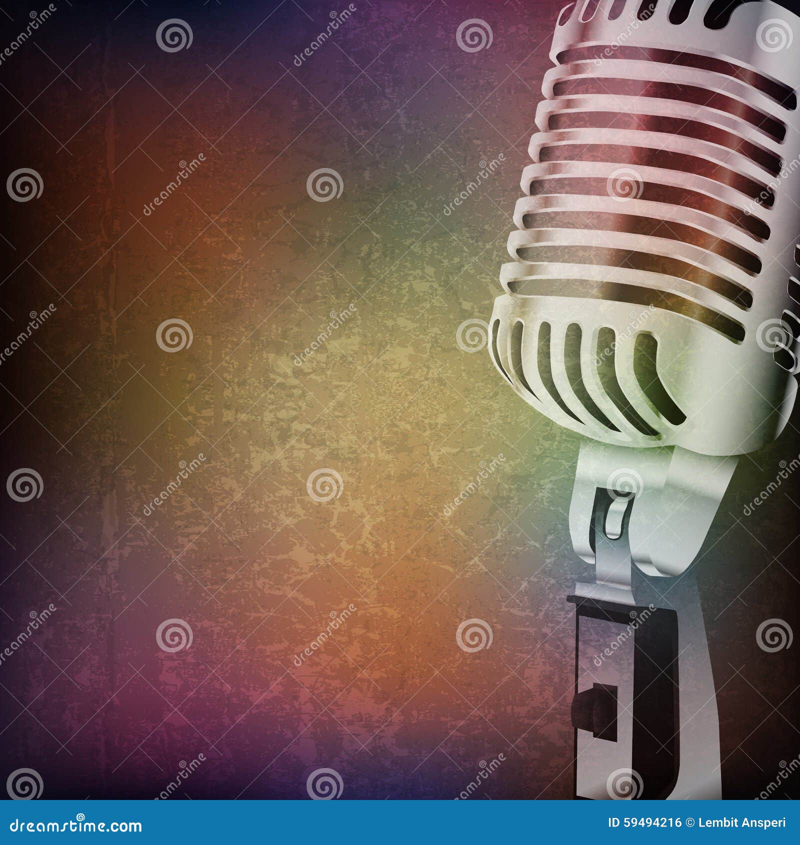 Abstract Grunge Background with Retro Microphone Stock Vector ...