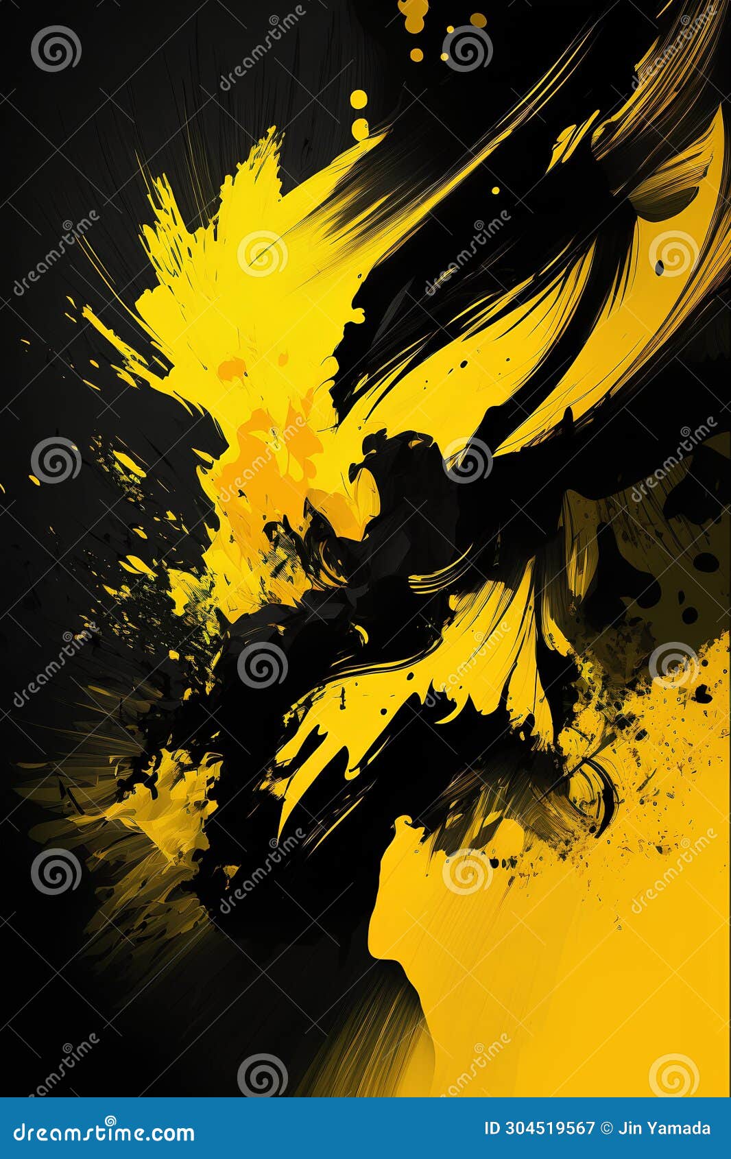 Abstract Grunge Background with Yellow and Black Splashes. Vector ...