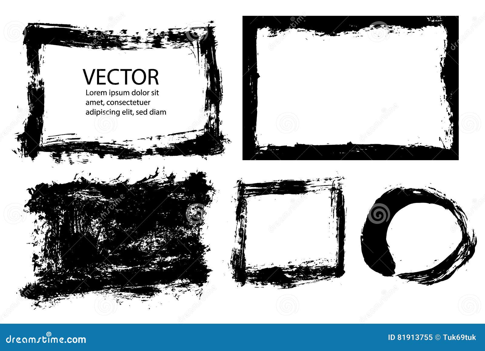 Abstract Grunge Brush Strokes Frame with Rough Edges Texture. EPS10 ...
