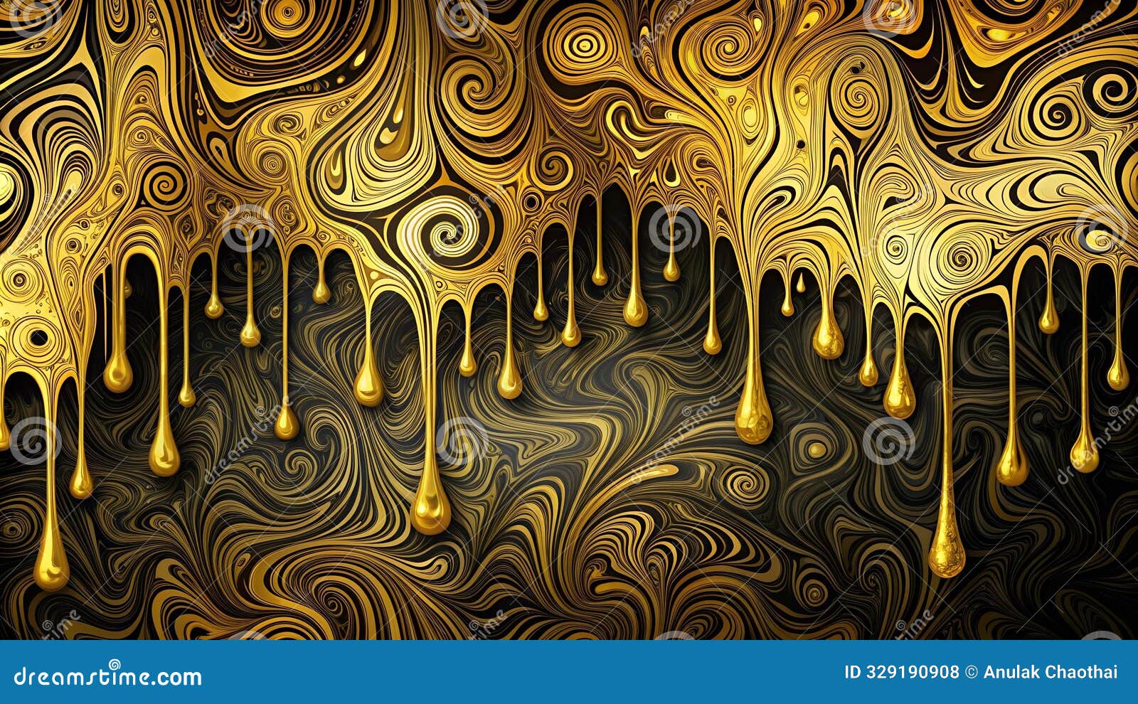 Abstract Grunge Gold and Black Drip Pattern Template Cosmic Swirls AI ...