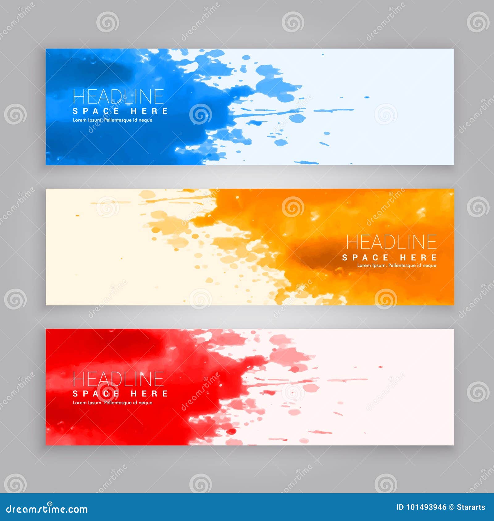 Abstract Grunge Ink Splash Web Banners Template Stock Vector ...