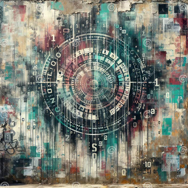 Abstract Grunge with Matrix Code Graffiti a Texture of a Grungy Stock ...