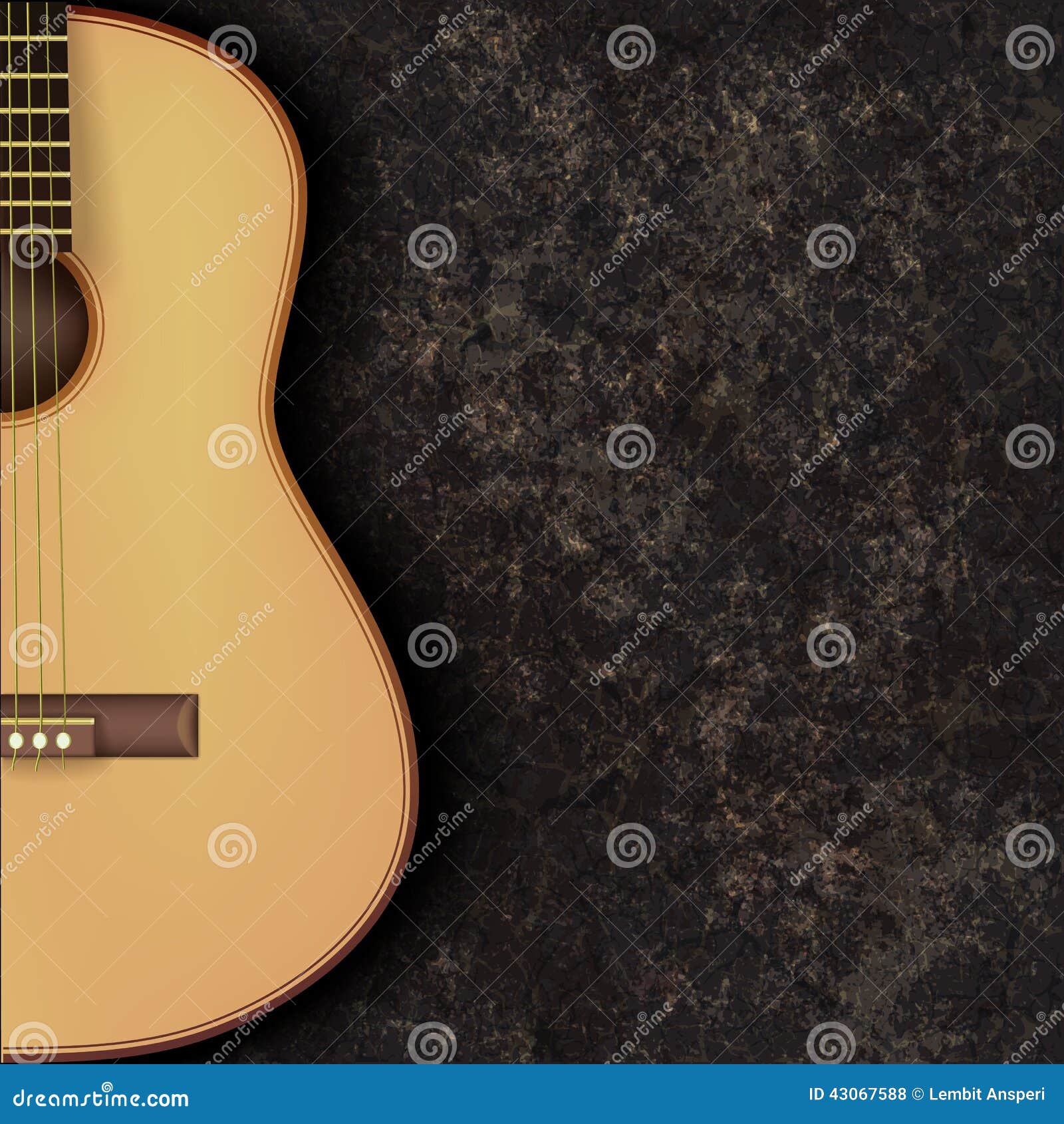 Abstract Grunge Music Background with Guitar on Black Stock Vector ...