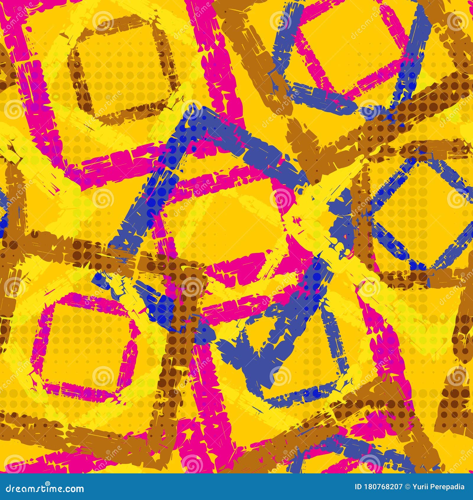 Abstract Grunge Seamless Chaotic Pattern with Square Frames, Blots ...