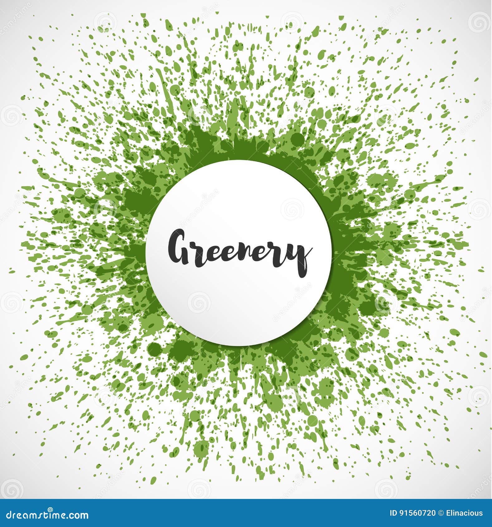 Abstract Grunge Splash of Greenery - Color of the Year. Vector ...