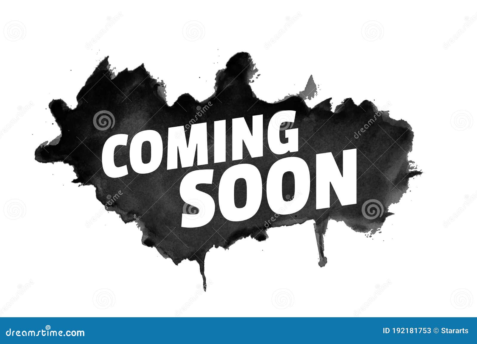 Abstract Grunge Style Coming Soon Background with Black Splatter Stock ...