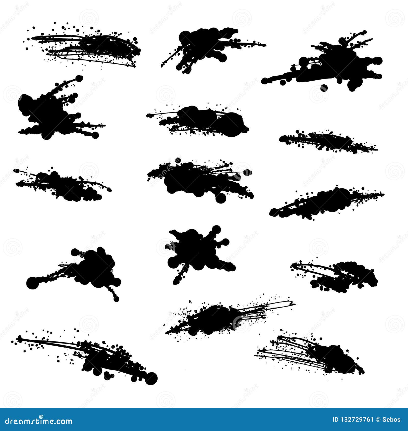 Abstract Grunge Vector Set. Artistic Splash Blots. Spots Ink Stains ...