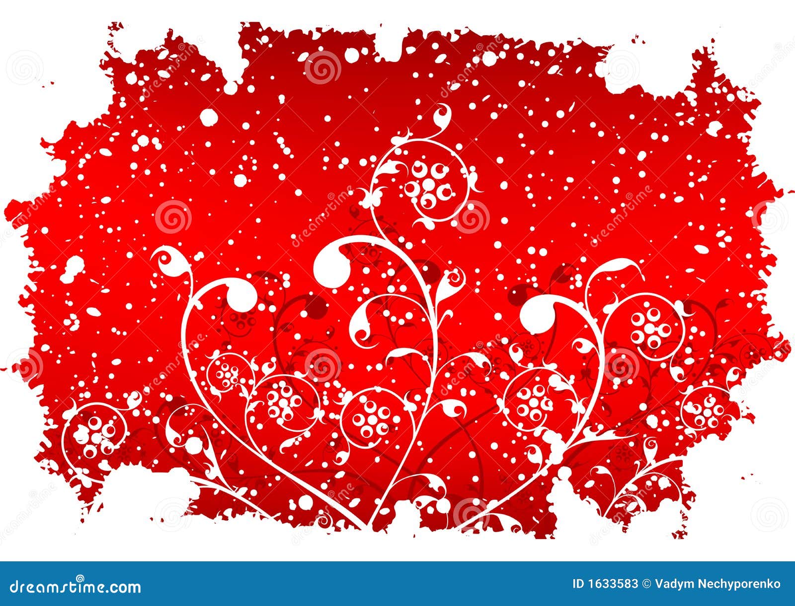 Abstract Grunge Winter Background with Flakes and Flowers in Red Stock ...