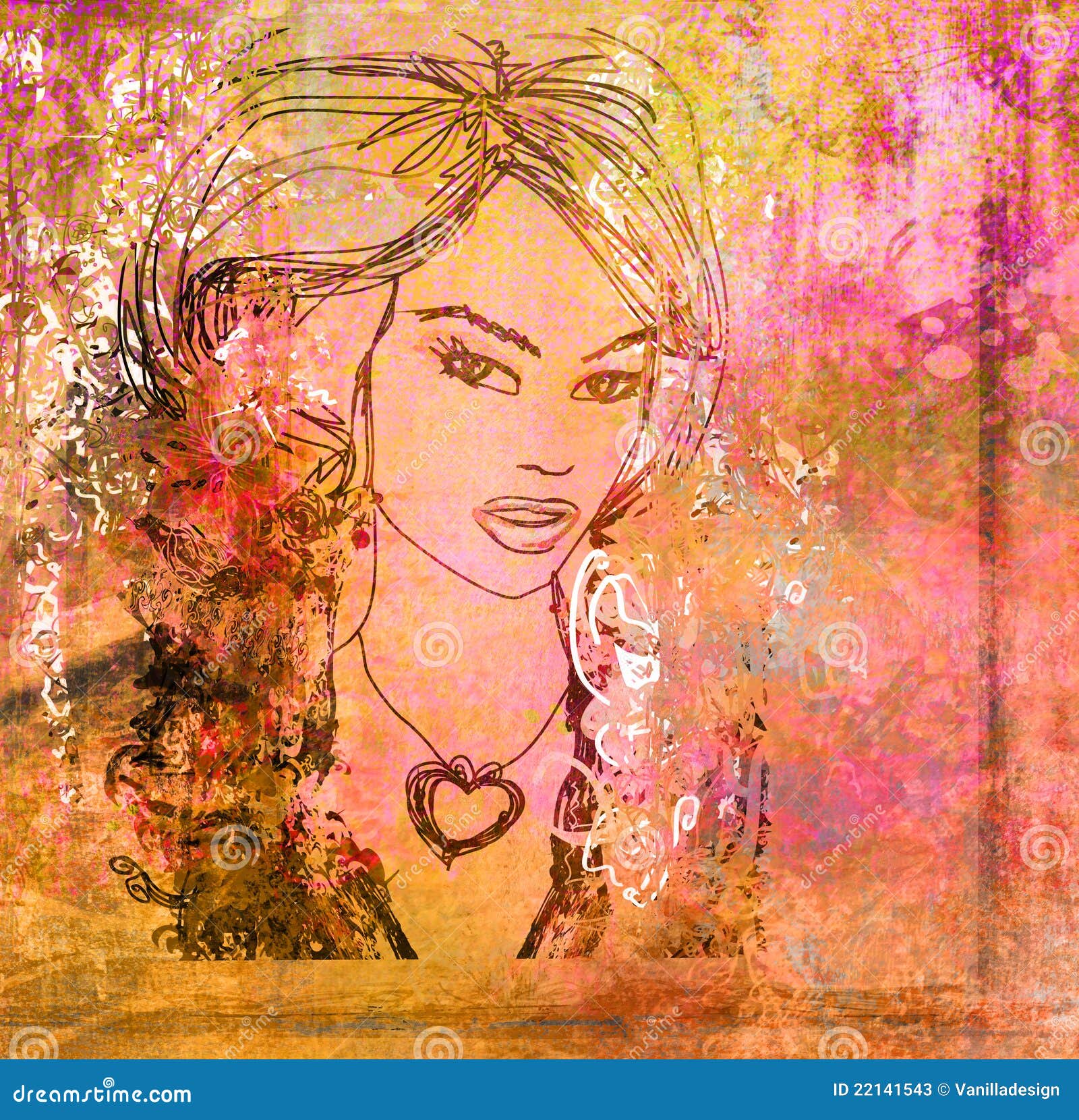 Abstract Grunge Woman Portrait Stock Illustration - Illustration of ...