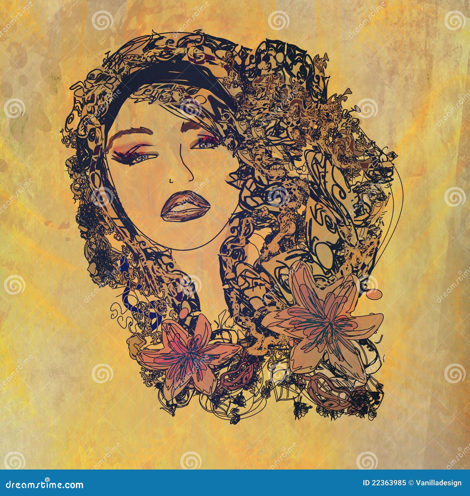 Abstract Grunge Woman Portrait Stock Illustration - Illustration of ...