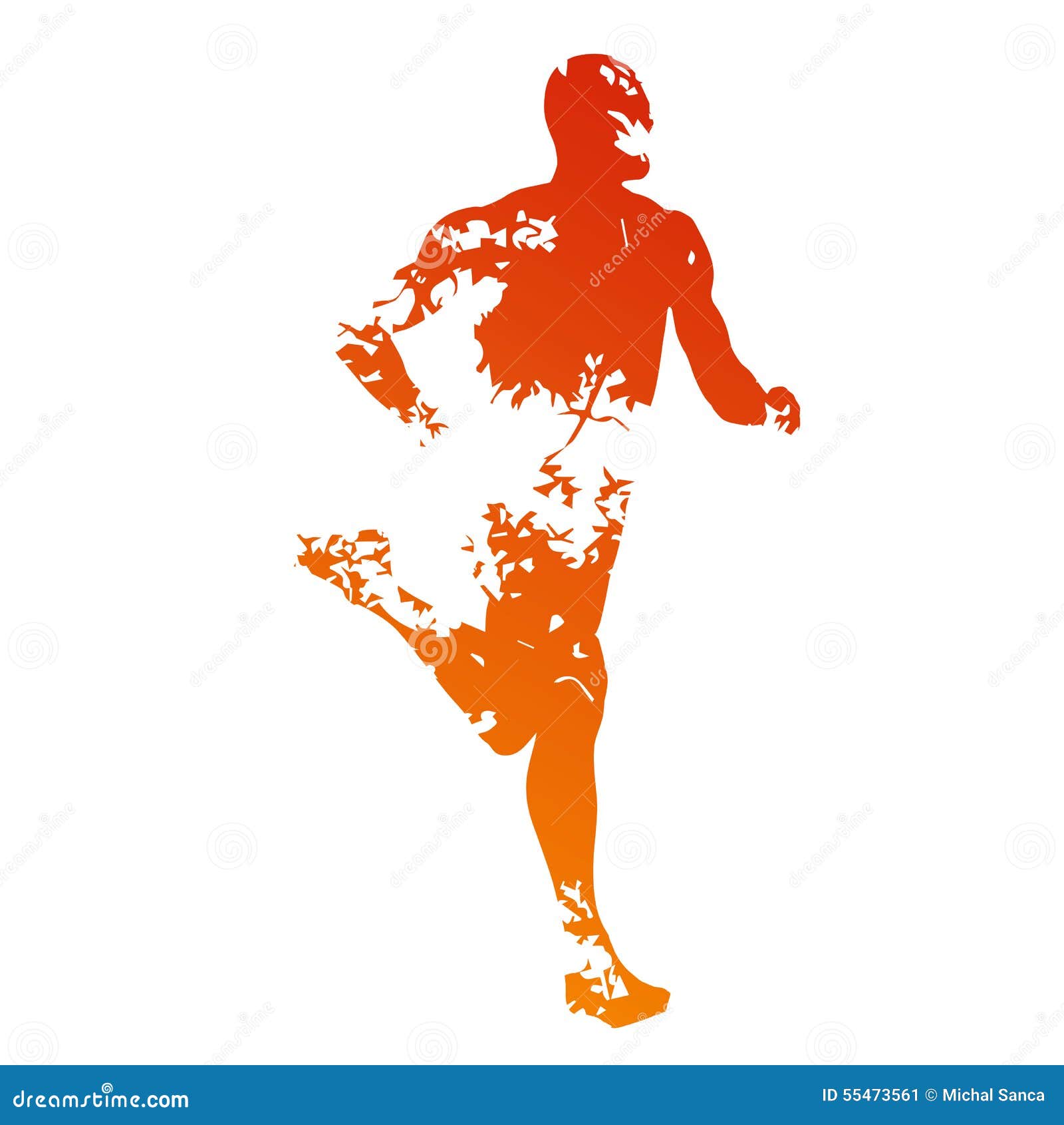 Runner Silhouette With Effect Glow Blue On Background Blue Vector ...
